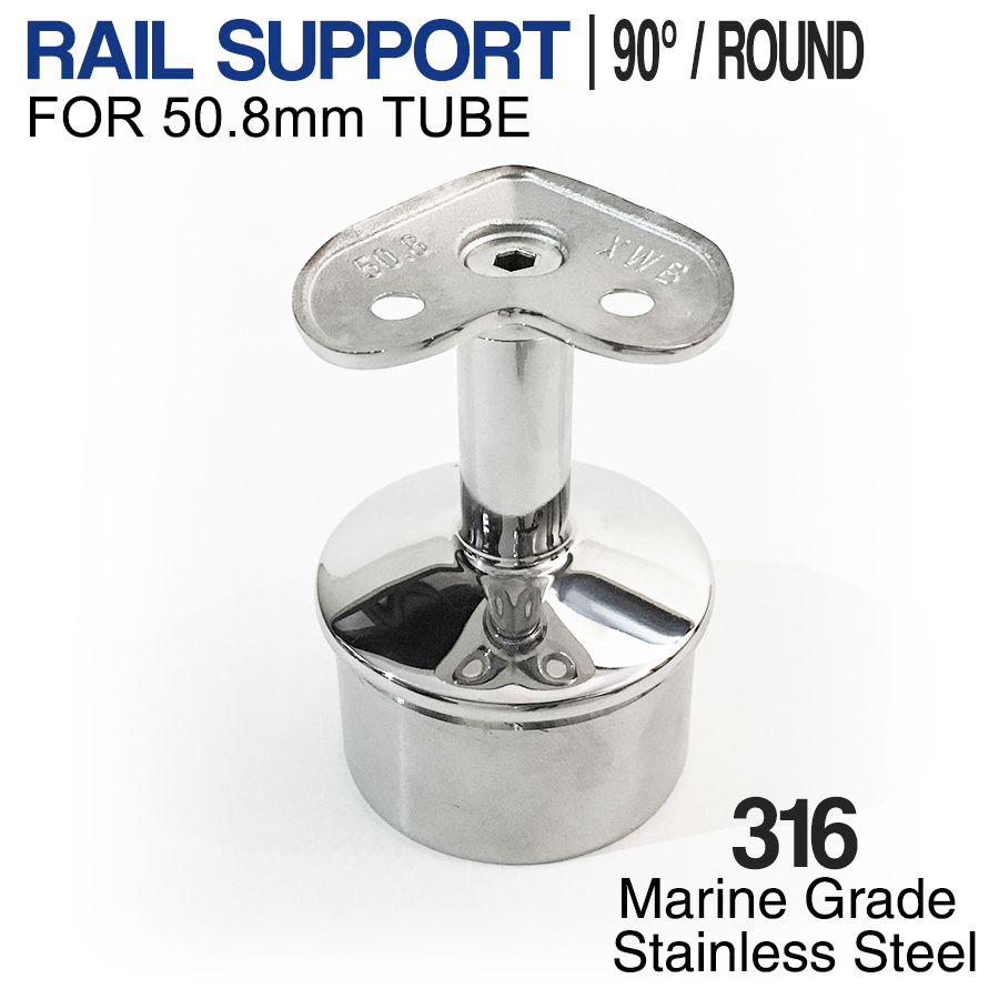 RAIL SUPPORT 90° - 50.8mm Mirror Tube - Stainless Steel Balustrading