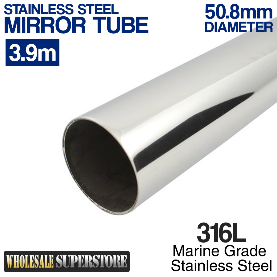 3.9m Stainless Steel Mirror Tube - 50.8mm Diameter - Stainless Steel ...