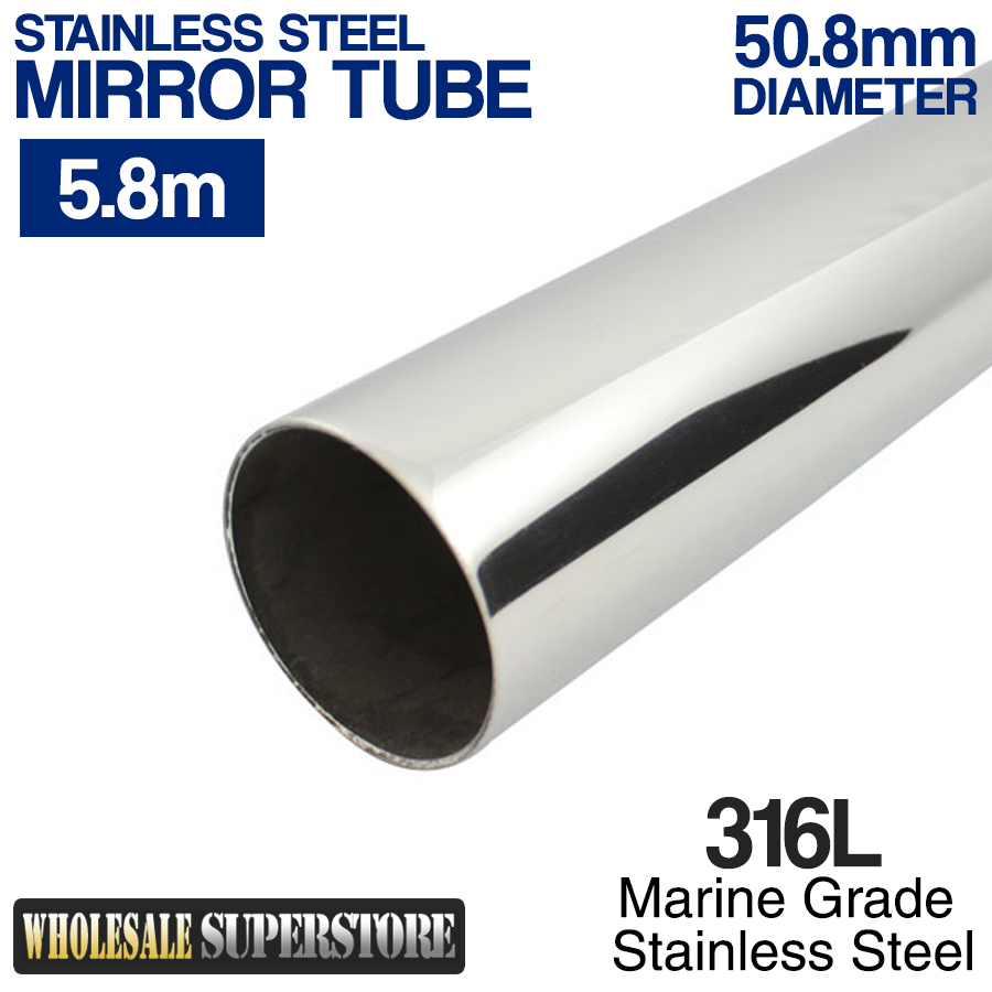 5.85m Stainless Steel Mirror Tube - 50.8mm Diameter - Stainless Steel ...