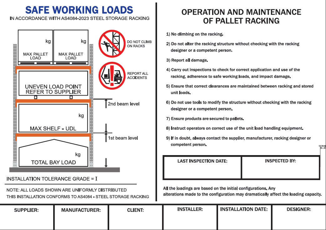 Pallet Racking Sign - LOADING
