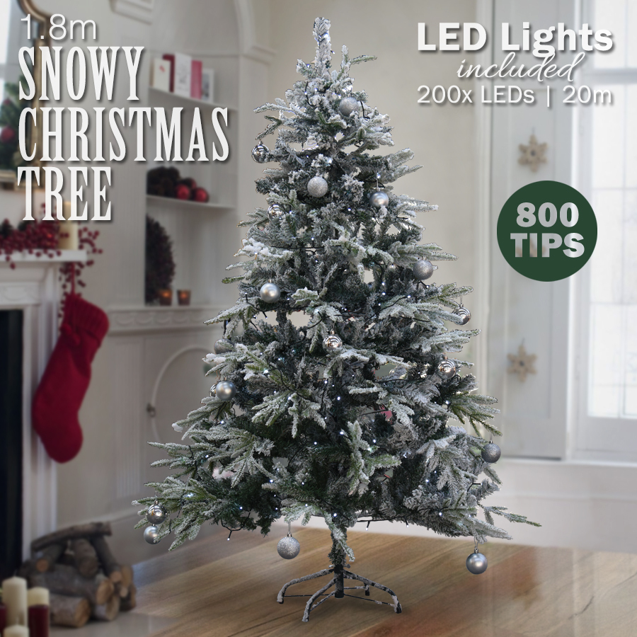 1.8m 6ft Christmas tree. Snowy Alaskan Fir. 800 tips Snow capped