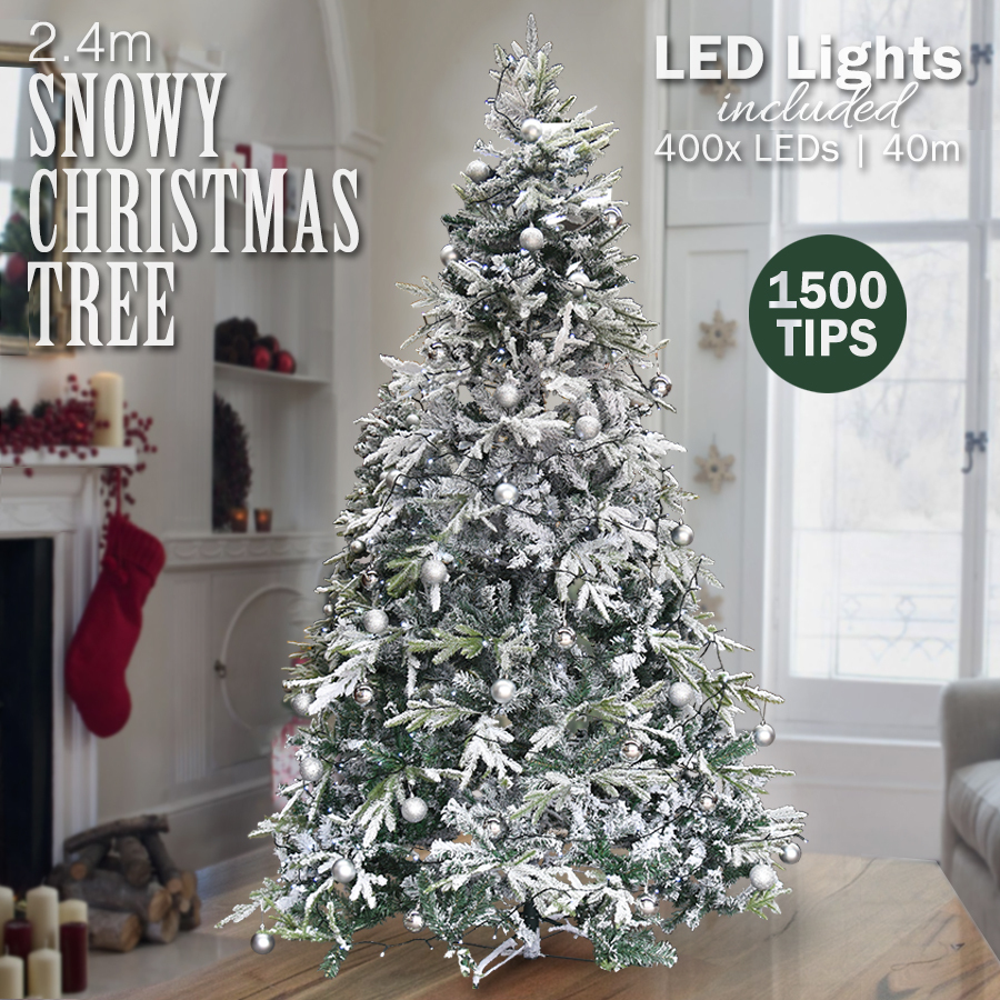 2.4m 8ft Christmas tree. Snow Capped Alaskan Fir. Massive 1500 tips